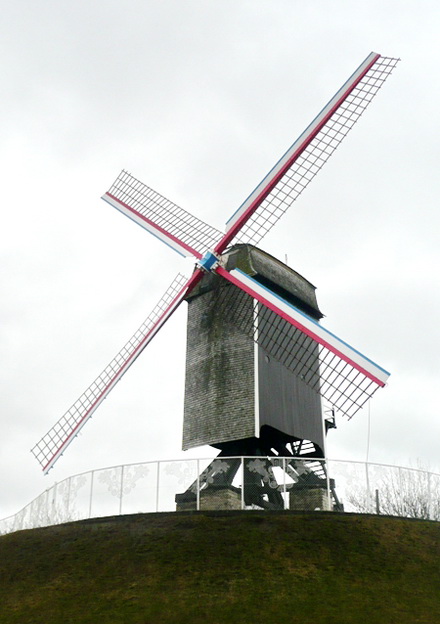 Windmill in Bruges.Bruges - The Venice of the North. Excursion in Bruges